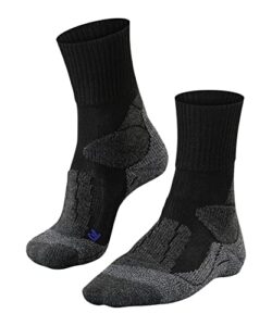 falke men's tk1 adventure cool hiking socks, crew, thick padding, cooling, athletic, breathable quick dry, lyocell, black (black-mix 3010), 12.5-13.5, 1 pair