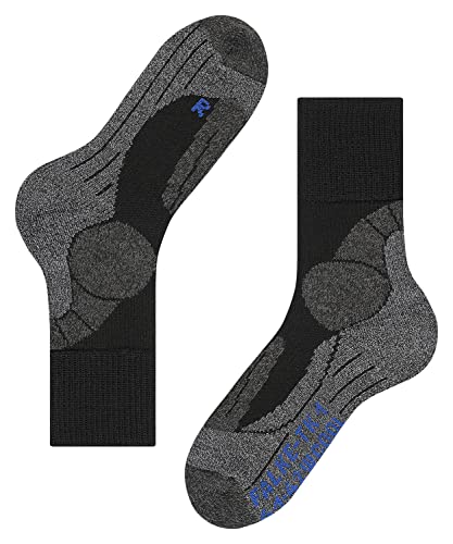 FALKE Men's TK1 Adventure Cool Hiking Socks, Crew, Thick Padding, Cooling, Athletic, Breathable Quick Dry, Lyocell, Black (Black-Mix 3010), 12.5-13.5, 1 Pair