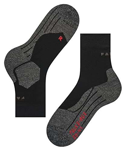 FALKE Men's RU3 Comfort Running Socks, Mid Calf, Thick Cushion, Anatomic Fit, Breathable Quick Dry, Organic Lyocell, Black (Black-Mix 3010), 9-10, 1 Pair