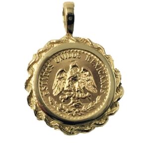 TEX 14k Yellow Gold Pendant, Dos Pesos Coin, Approx 4.3g