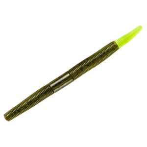 yum lures ydg559 dinger fishing bait, green pumpkin/chartreuse, 5"