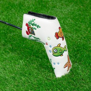 Craftsman Golf Ocean World Fish Crab Seaweed White Blade Putter Cover Headcover Magnetic Closure for Scotty Cameron Taylormade Odyssey Blade Etc.