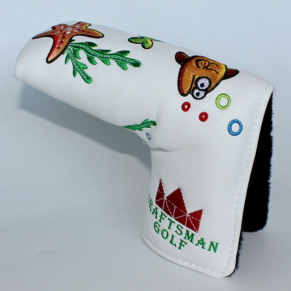 Craftsman Golf Ocean World Fish Crab Seaweed White Blade Putter Cover Headcover Magnetic Closure for Scotty Cameron Taylormade Odyssey Blade Etc.