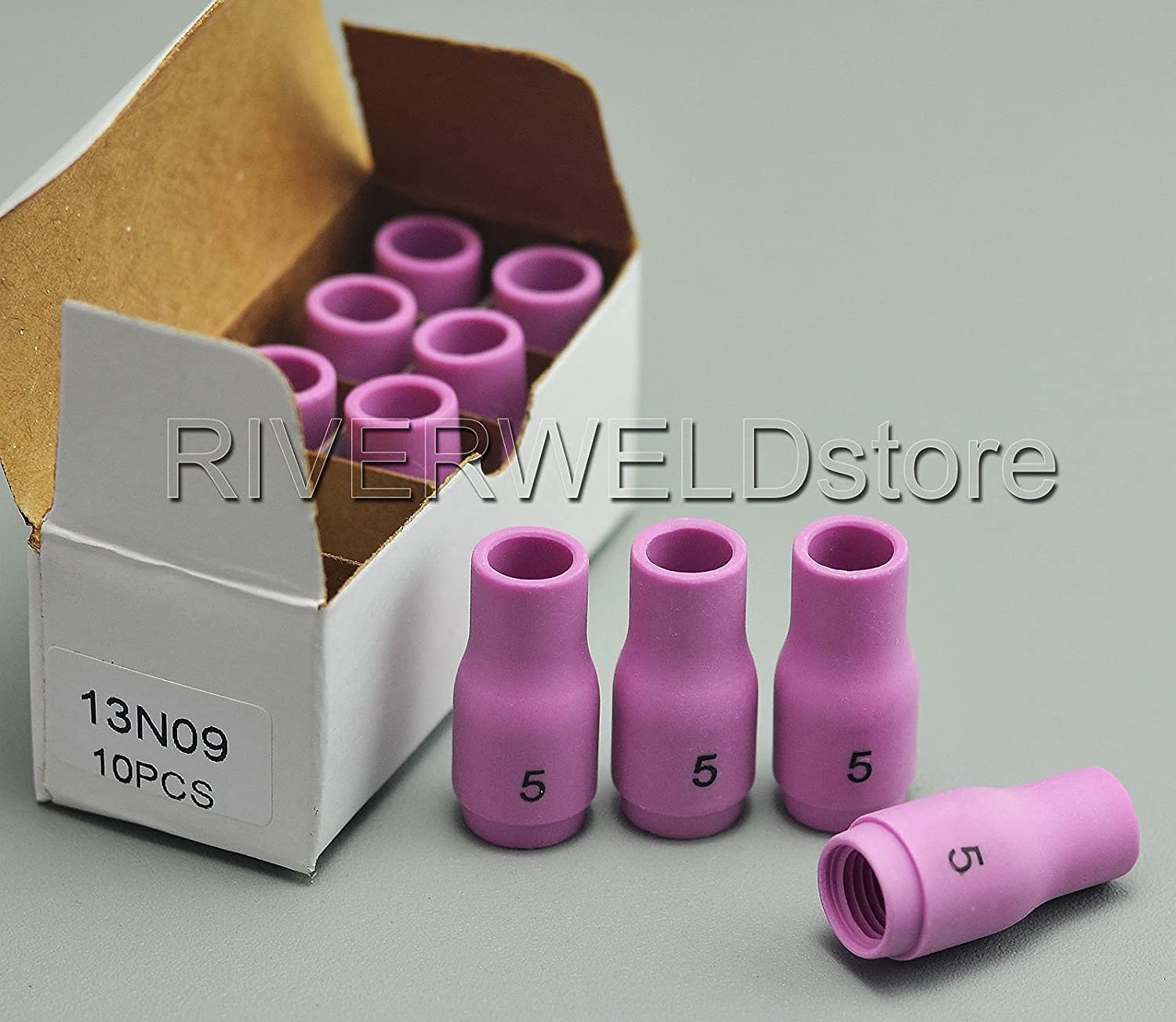 RIVERWELD TIG Alumina Nozzle Ceramic Cups #5 13N09 5/16" Orifice Fit PTA SR DB WP 9 17 18 20 25 26 TIG Welding Torch Accessories 10pk