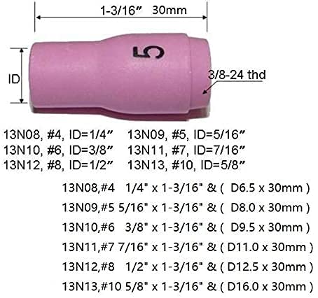 RIVERWELD TIG Alumina Nozzle Ceramic Cups #5 13N09 5/16" Orifice Fit PTA SR DB WP 9 17 18 20 25 26 TIG Welding Torch Accessories 10pk