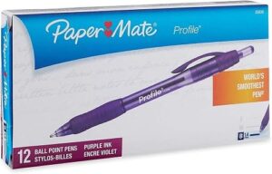 paper mate : profile retractable ballpoint pen, purple ink, bold, 1.4 mm -:- sold as 2 packs of - 12 - / - total of 24 each by paper mate