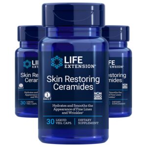 life extension skin restoring ceramides, 30 capsules - pack of 3