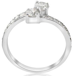 P3 POMPEII3 1 Carat Forever Us Diamond Two Stone Engagement Ring 10K White Gold - Size 6.5