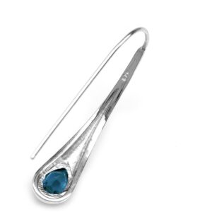 Silvershake 1.5 CT Genuine London Blue Topaz White Gold Plated 925 Sterling Silver Modern Style Hook Earrings