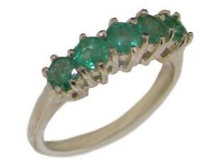 925 sterling silver real genuine emerald womens eternity engagement ring - size 6