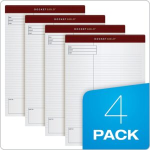 TOPS 77102 Docket Gold Planning Pad, Legal/Wide, 8 1/2 x 11 3/4, White, 40 Sheets, 4/Pack