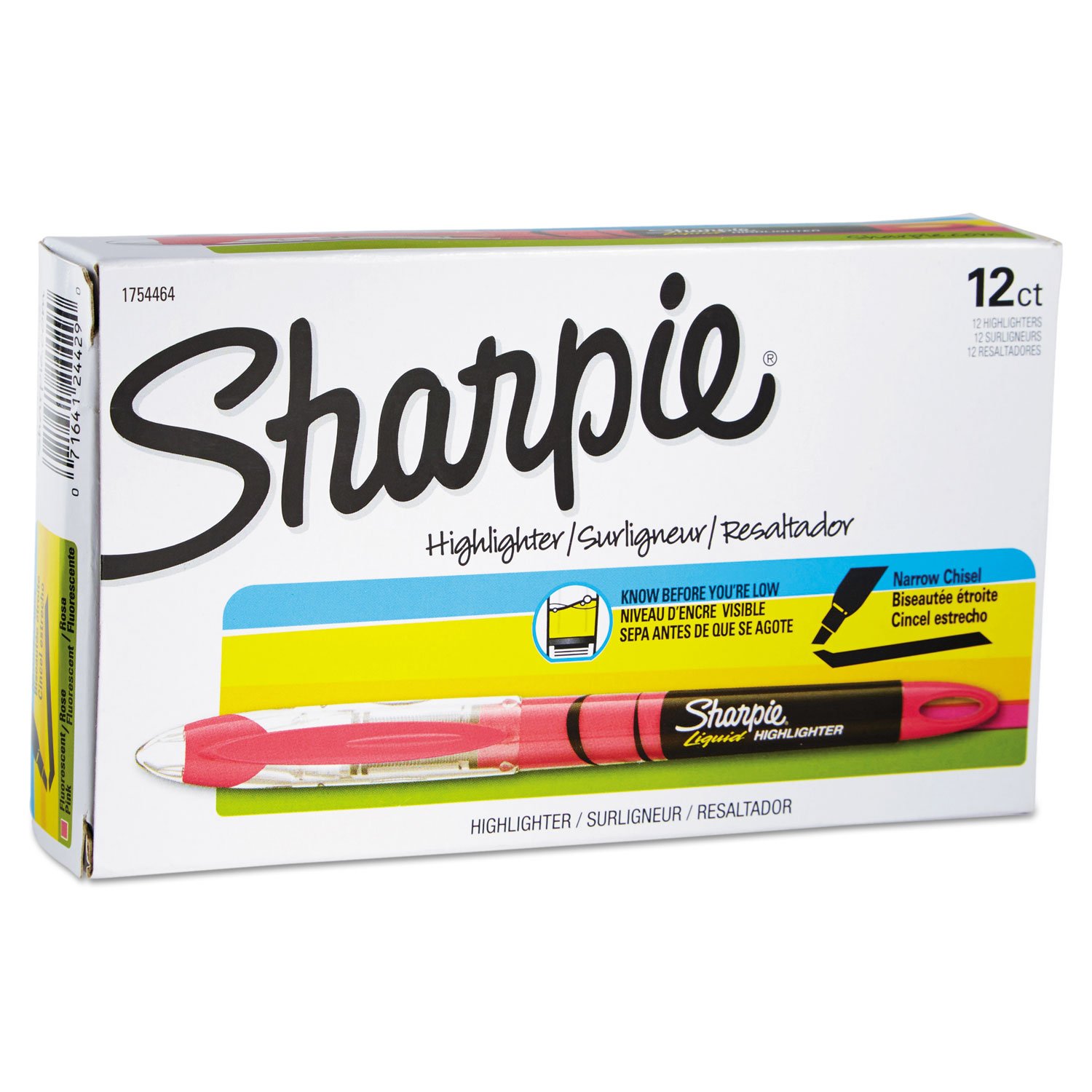 SHARPIE 1754464 Accent Liquid Pen Style Highlighter Chisel Tip Fluorescent Pink Dozen