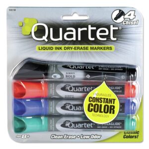 quartet 5001m dry-erase markers, chisel point, 4/pk, assorted