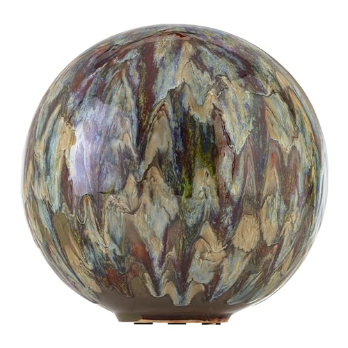 Alpine Corporation 10" Tall Indoor/Outdoor Glazed Ceramic Gazing Globe Yard Decoration