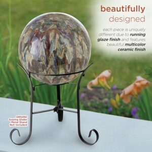 Alpine Corporation 10" Tall Indoor/Outdoor Glazed Ceramic Gazing Globe Yard Decoration