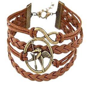 yozzy the hunger games bracelet katniss everdeen mockingjay birds infinity bracelet leather