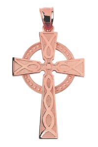 10k rose gold celtic cross charm necklace pendant