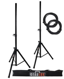 gearlux tripod speaker stands with carrying case and speaker cables