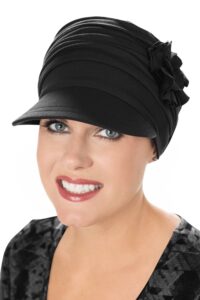 bamboo florette newsboy-caps for women with chemo cancer hair loss luxury bamboo - black