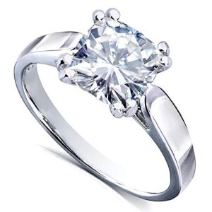 Kobelli Forever One (D-F) Colorless Moissanite Solitaire Ring 2 CTW 14k White Gold, Size 10