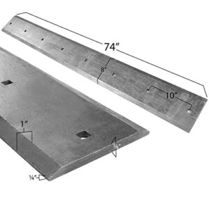 Titan Attachments 74in Hardened Carbon Steel Cutting Edge, Reversible Double Edge, Unpainted Weld-On or Bolt-On Once Holes are Drilled