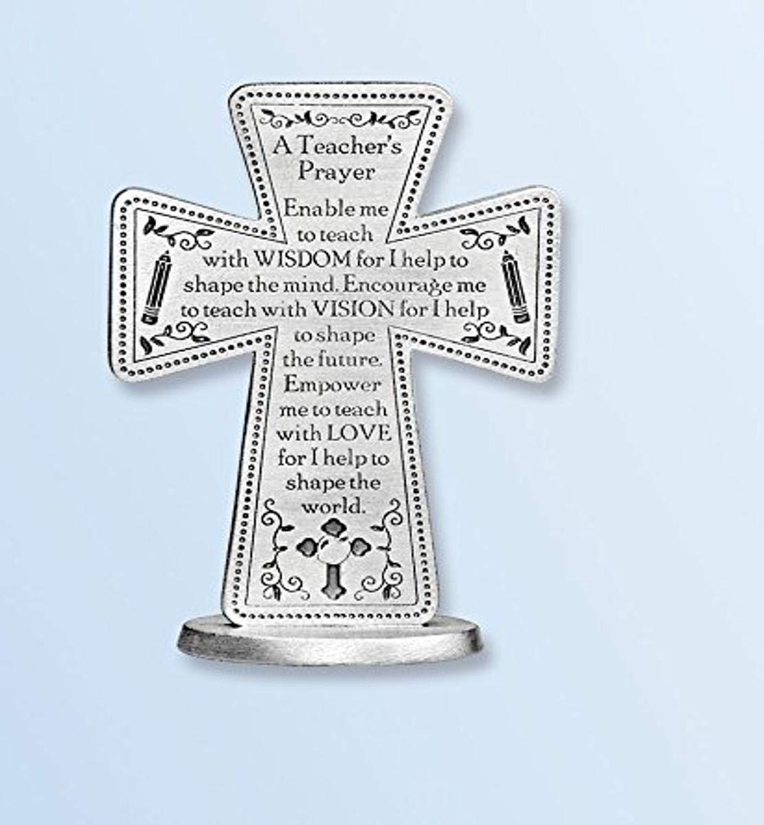 Cathedral Art (Abbey & CA Gift, Silver Teacher's Cross Home Décor, One Size, Black