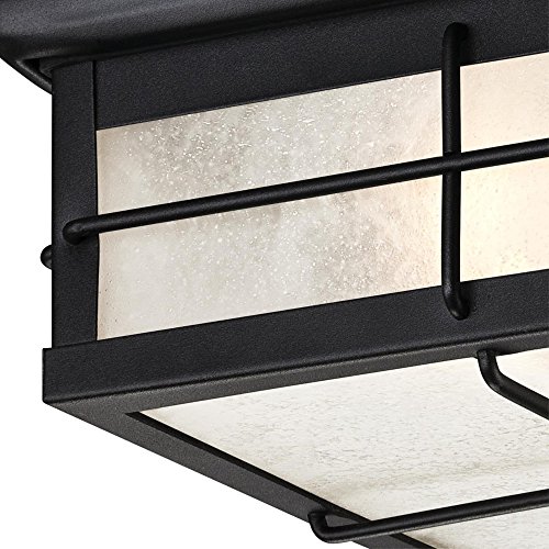 Westinghouse 6204800 Orwell Two-Light Outdoor Flush-Mount Fixture, Textured Black Finish on Steel with Frosted Seeded Glass