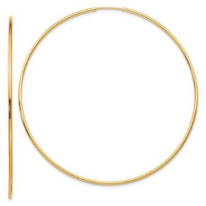 extra large 14k yellow gold continuous endless hoop earrings, 1.2mm tube (62mm)