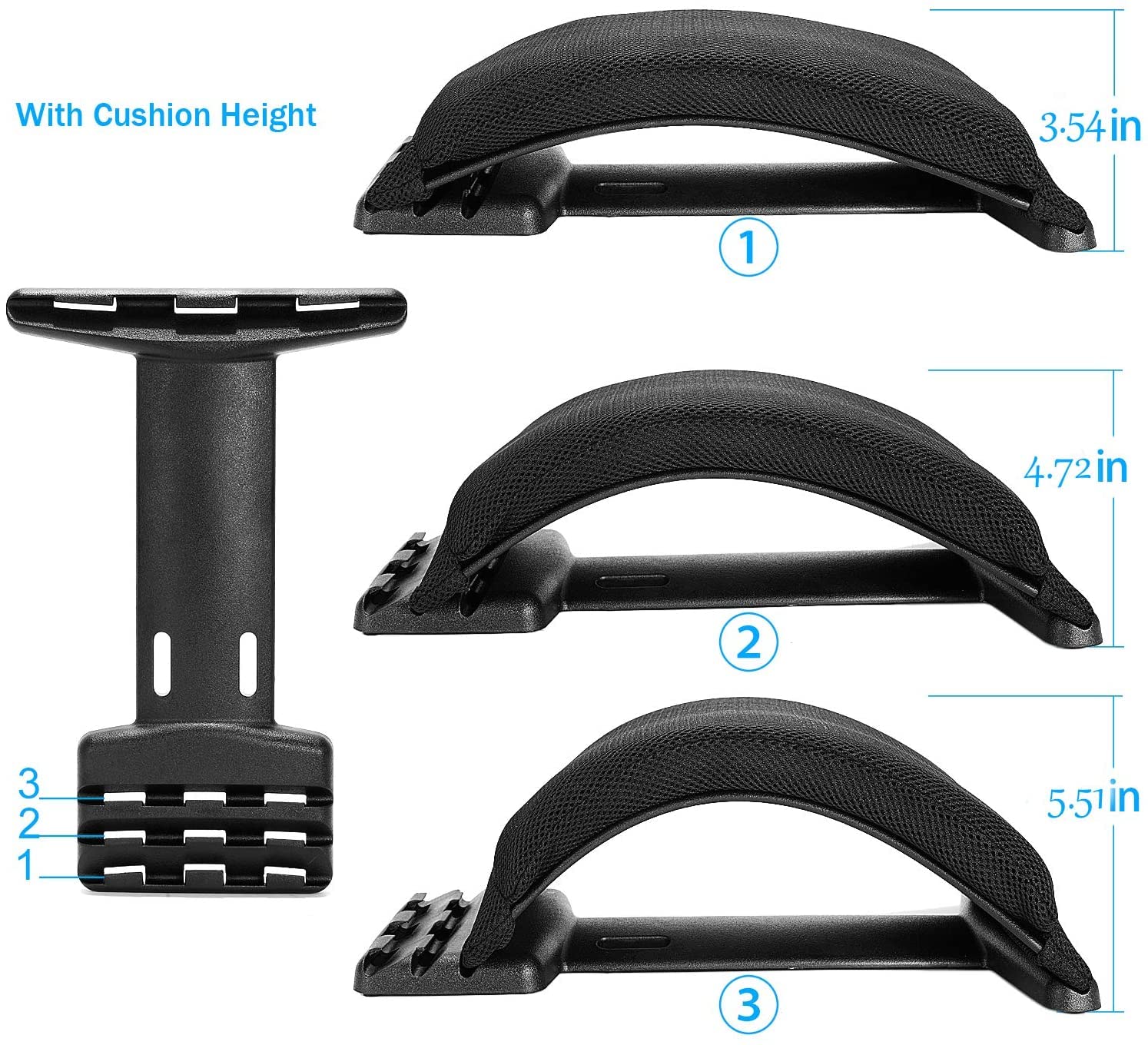 2023 Upgrade Multifunction Back Stretching Device Massager and Memory Foam Lumbar Support Pillow for Office Chair, Lower Back Pain Relief