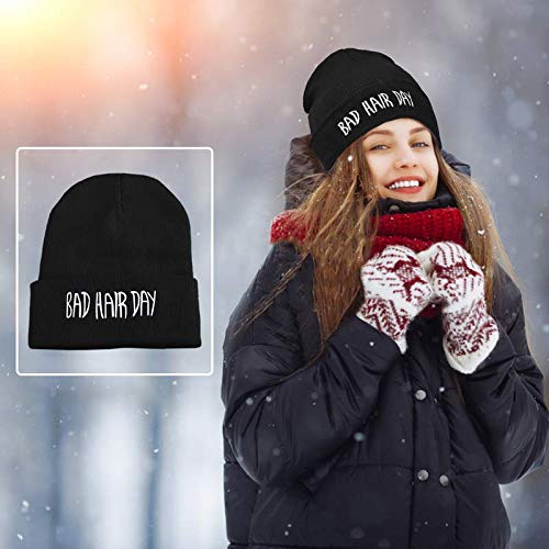 Joyci Winter Unisex Funny Bad Hair Day Hip Pop Beanie Hat Women Men Ski (Black)