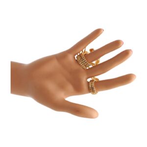 Women Ring Fashion Jewelry Metal Long Scorpion Elastic Band 2 Fingers Gold