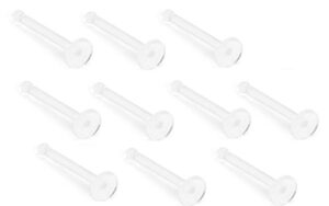 pierced owl set of 10 20ga clear bioflex 2mm top metal and allergy free clear nose stud retainers