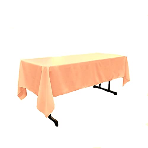 New Creations Fabric & Foam Inc, 60" Wide by 120" Long Rectangular Polyester Poplin Tablecloth. (Peach)