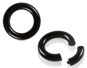 lobal domination pair black acrylic segment rings captive bead body jewelry (6g - diameter 5/8")