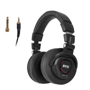 lyxpro has-30 closed back over-ear professional recording headphones for studio monitoring, dj and home entertainment,black