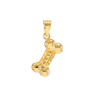 solid 10k yellow gold dog bone charm pendant