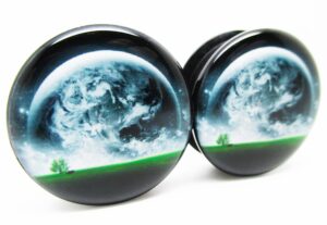 pierced republic earth horizon ear plugs - acrylic screw-on - new - 10 sizes - new *pair* (00 gauge (10mm))