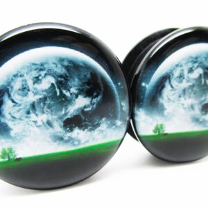 Pierced Republic Earth Horizon Ear Plugs - Acrylic Screw-On - New - 10 Sizes - New *Pair* (00 Gauge (10mm))