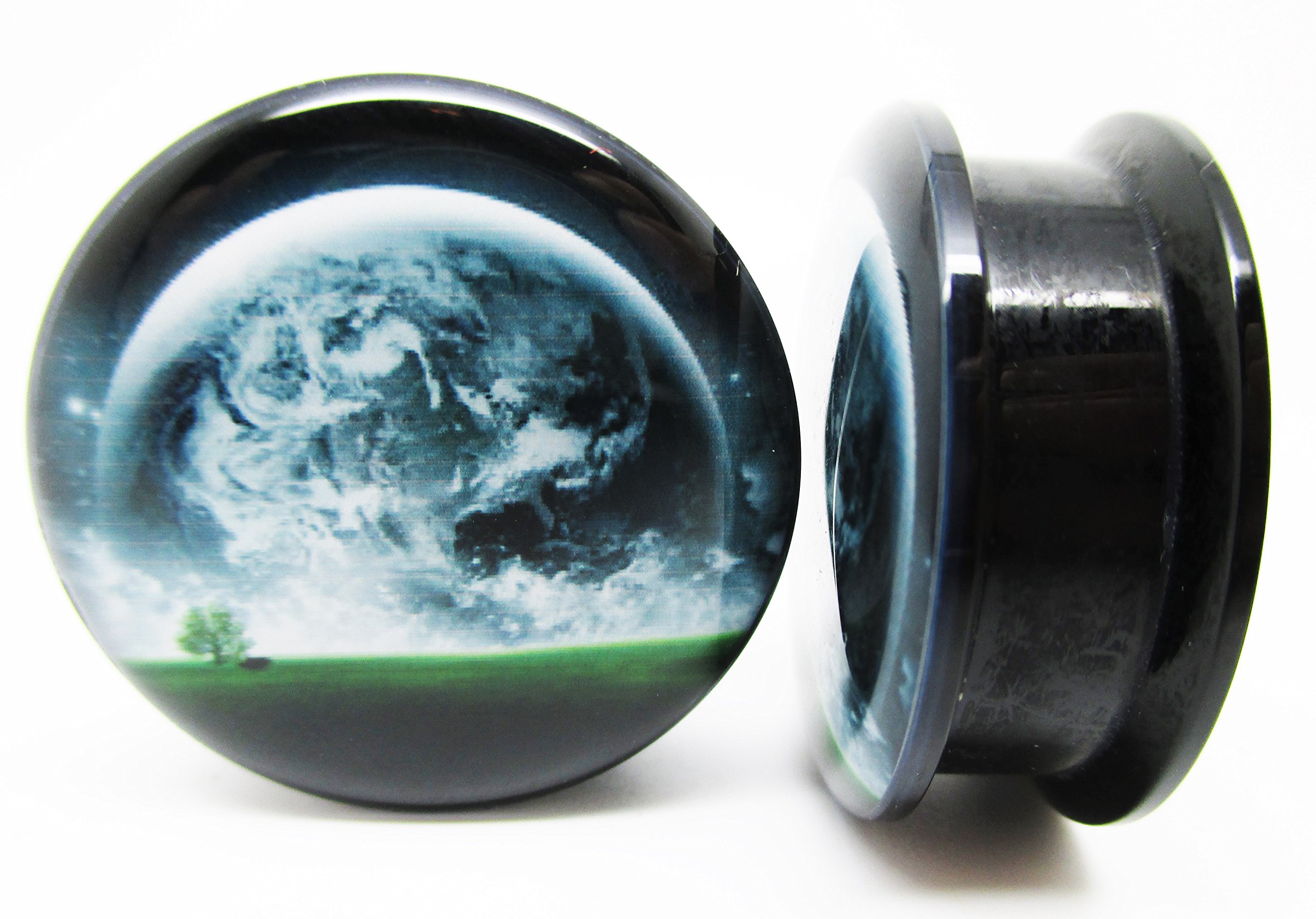 Pierced Republic Earth Horizon Ear Plugs - Acrylic Screw-On - New - 10 Sizes - New *Pair* (00 Gauge (10mm))