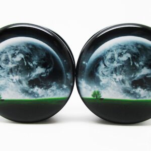 Pierced Republic Earth Horizon Ear Plugs - Acrylic Screw-On - New - 10 Sizes - New *Pair* (00 Gauge (10mm))