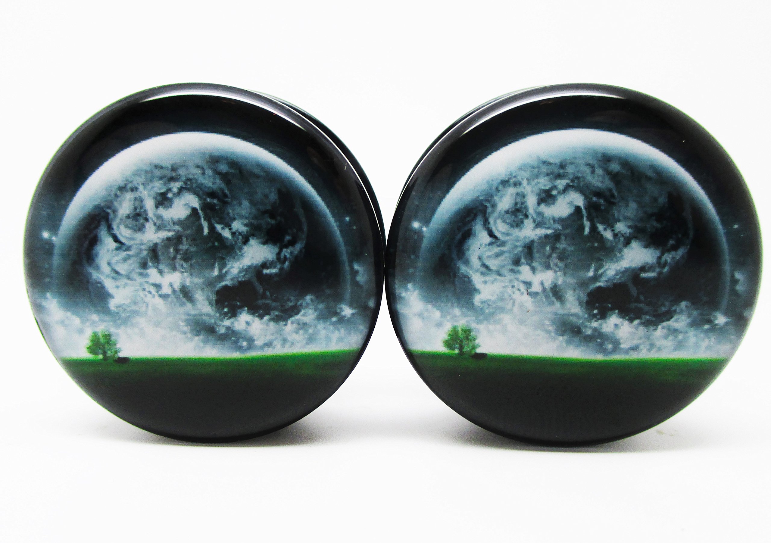 Pierced Republic Earth Horizon Ear Plugs - Acrylic Screw-On - New - 10 Sizes - New *Pair* (00 Gauge (10mm))