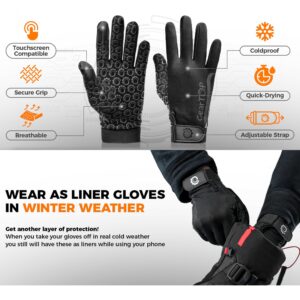 GearTOP Running Gloves for Men & Women for Cold Weather, Touchscreen Winter Gloves Men Reflective Running Gear, Warm Glove Liners for Hiking, Freezer Gloves (Performance, Medium)