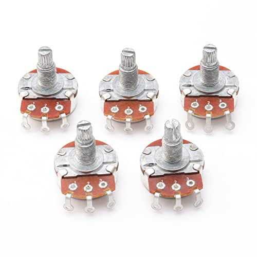 B500k Electric Bass Guitar Potentiometers Audio Volume Tone Pots Long Split Shaft Taper 18mm Pack of 5