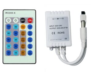 xking irc240-s 24 key ir remote led dimmer controller for 5050 3528 5630 single color flexible led strip rope lights dimmer，12v 6a,dc5.5 * 2.1mm port