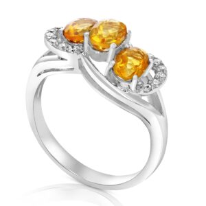 VIR JEWELS 1 cttw Citrine Ring .925 Sterling Silver with Rhodium Plating Oval Shape 6x4 MM Size 9