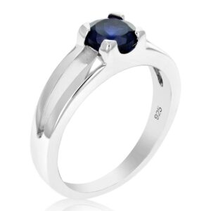 vir jewels 0.60 cttw created blue sapphire solitaire ring .925 sterling silver round 6 mm size 7