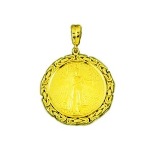 tex 14k yellow gold pendant, 1oz us lady liberty coin, approx 45g