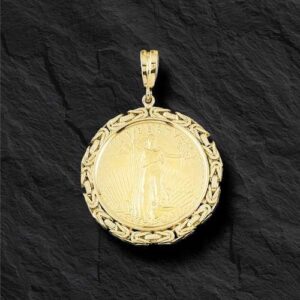 TEX 14k Yellow Gold Pendant, 1oz US Lady Liberty Coin, Approx 45g