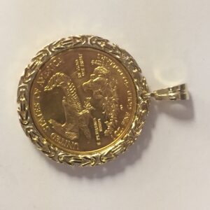 TEX 14k Yellow Gold Pendant, 1oz US Lady Liberty Coin, Approx 45g