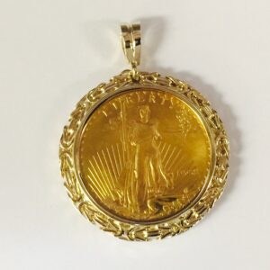 TEX 14k Yellow Gold Pendant, 1oz US Lady Liberty Coin, Approx 45g